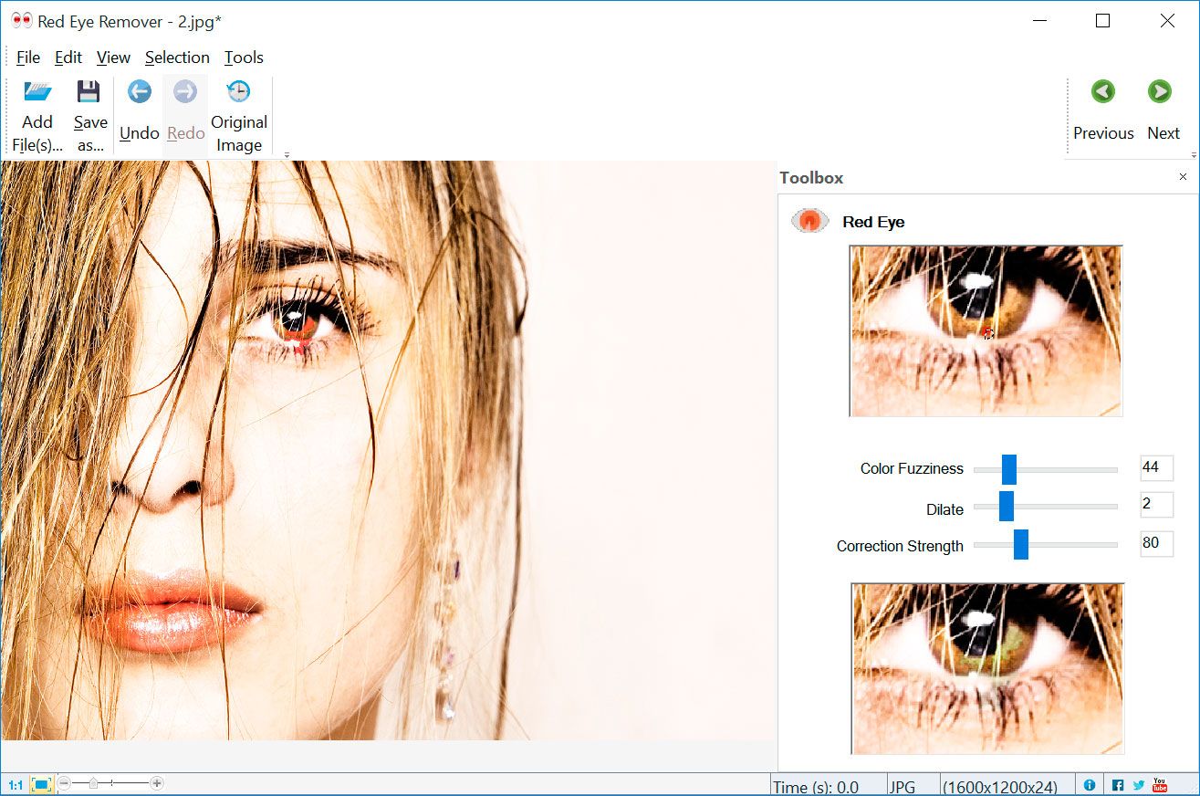 Red Eye Removal - outil de correction de l'effet yeux rouges.